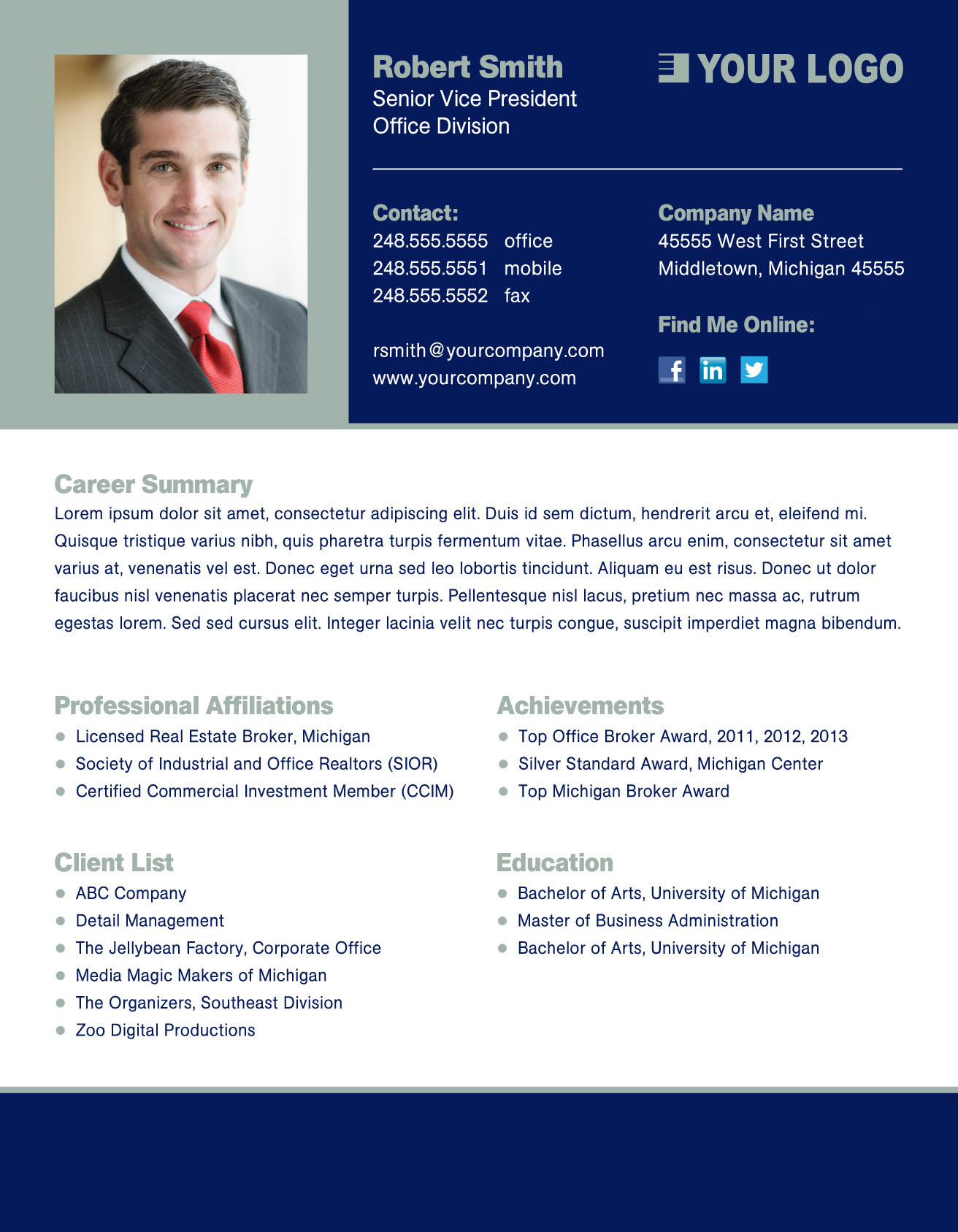 Professional Profile Templates Gambaran